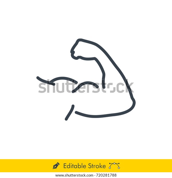 Muscle Bicep Icon Vector Line Stroke Stock Vector (Royalty Free) 720281788