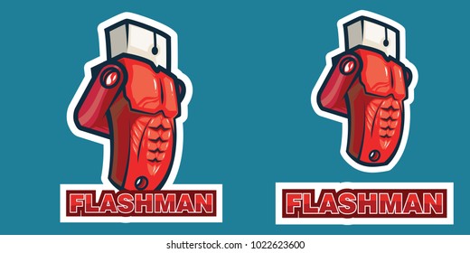 Muscle Flash Disc Vector Mascot Stock Vector (Royalty Free) 1022623600 ...