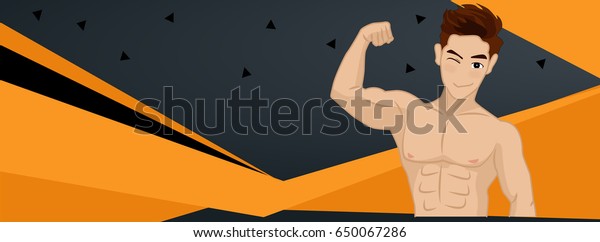 Muscle Man Bodybuilder Vector Cartoon Illustration Stock Vector ...