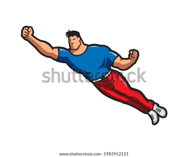 Muscle Man Flying Logo Style2 Stock Vector (Royalty Free) 1983952121 ...