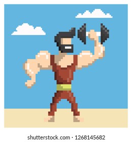 Muscle Man Pixel Art: Stock-Vektorgrafik (Lizenzfrei) 1268145682 ...