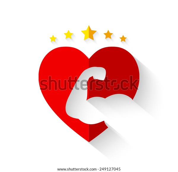 Muscular Arm On Heart Shape Crown Stock Vector (Royalty Free) 249127045