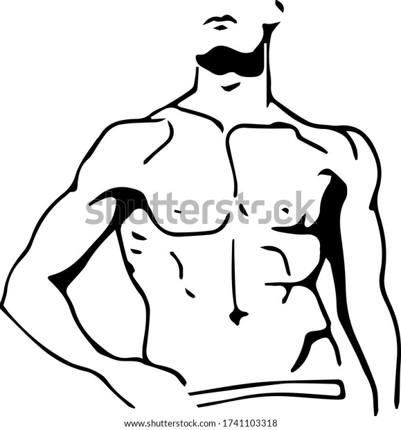 Muscular Torso Athlete Freehand Vector Illustration Stock Vector ...