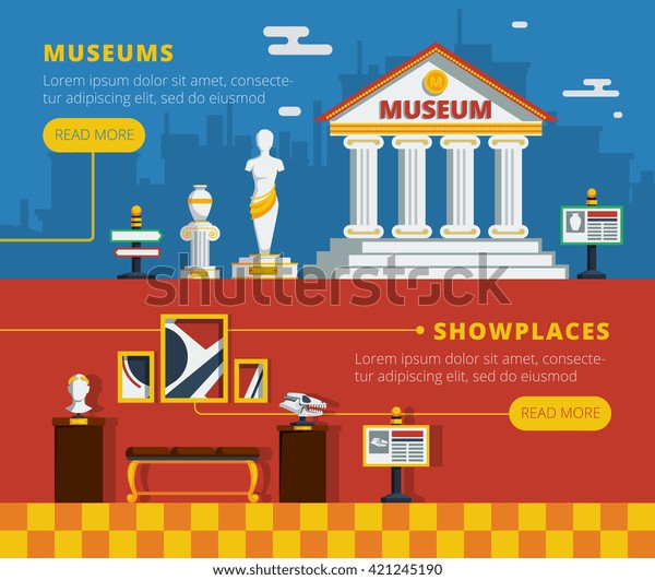 Museum Banner Set Museum Abstract Flat Stock Vector (Royalty Free ...