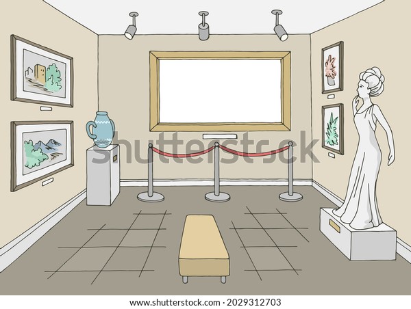 Museum Interior Graphic Color Empty Blank Stock Vector (Royalty Free ...