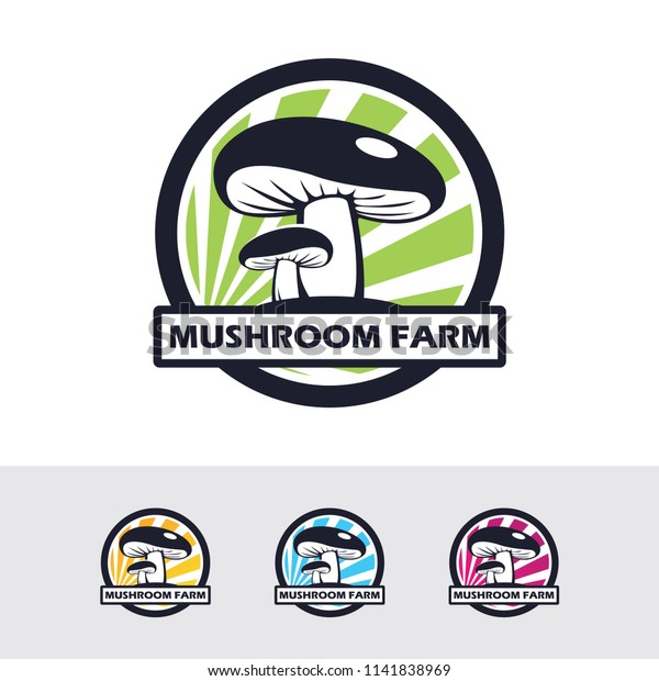 Mushroom Farm Logo Design Stock Vector (Royalty Free) 1141838969