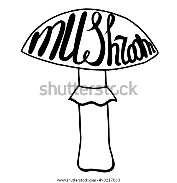 Mushroom Graphic Drawing Trace Art Lettering Stock Vector (Royalty Free ...