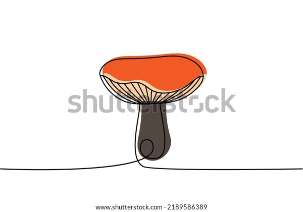 Mushroom One Line Colored Continuous Drawing Stock Vector (Royalty Free ...