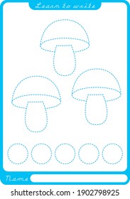 Mushrooms Count Preschool Practice Trace Stock Vector (Royalty Free ...