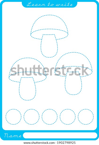 Mushrooms Count Preschool Practice Trace Stock Vector (Royalty Free ...