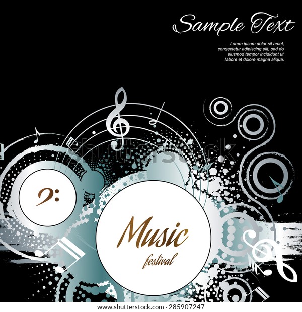 Music Abstract Composition On Black Background Stock Vector (Royalty ...