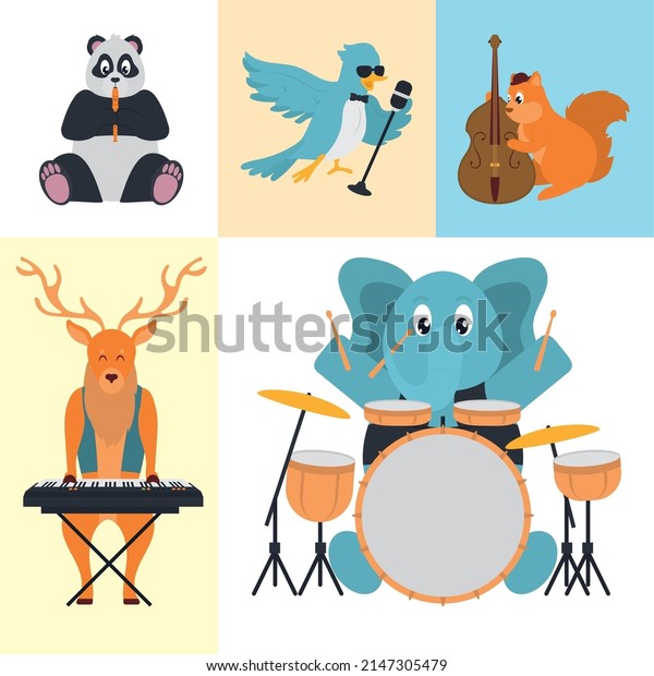 Music Animals Icon Set Stock Vector (Royalty Free) 2147305479 ...