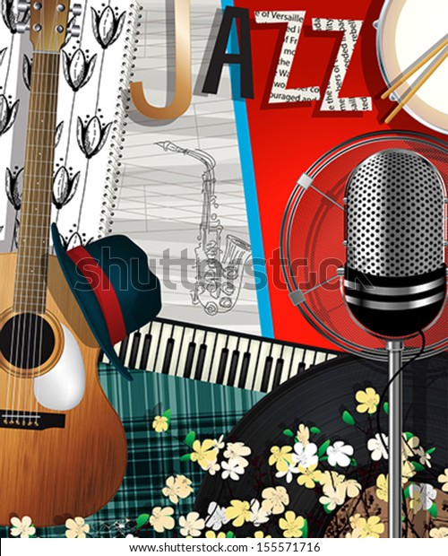 Music Background Abstract Collage Illustration Musical Stock Vector ...