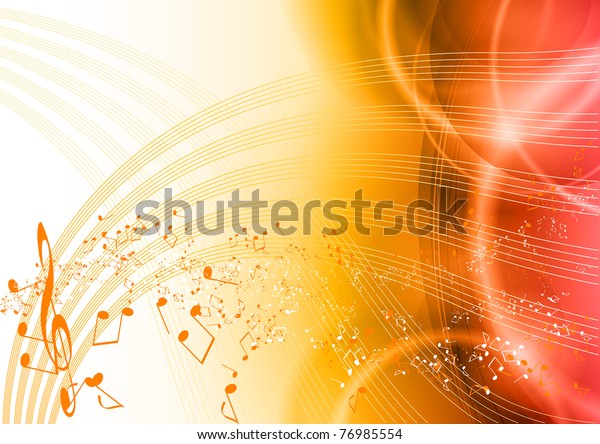 Music Background Orange Notes Stock Vector (Royalty Free) 76985554
