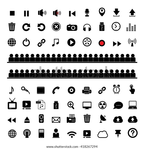 Music Button Icon Set Media Stock Vector (Royalty Free) 418267294 | Shutterstock