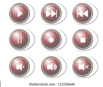 Music Buttons Set Red Round Stereo Stock Vector (Royalty Free ...