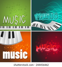 Music Card Template Set Vector Illustration Stock Vector (Royalty Free ...