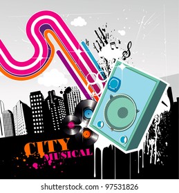 Illustration Musical Background Cheering Crowd Text Stock Vector ...