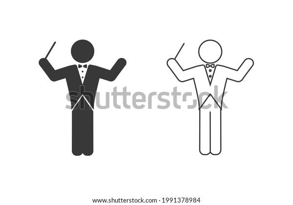 Music Conductor Icon Set Flat Vector Stock Vector (Royalty Free ...