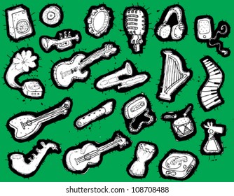 Music Doodle Collection Instruments Stock Vector (Royalty Free ...