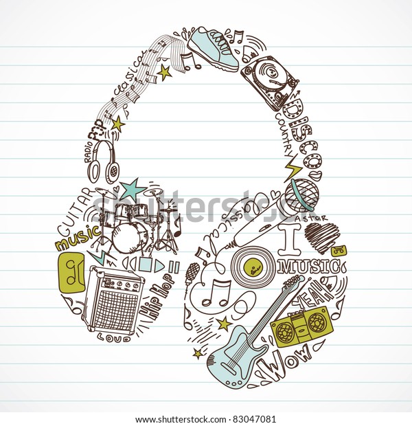 Music Doodles Stock Vector (Royalty Free) 83047081 | Shutterstock