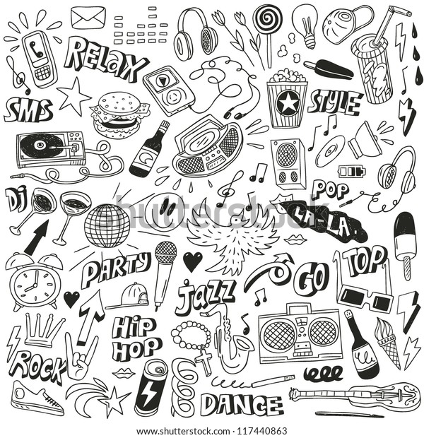 Music Doodles Collection Stock Vector (Royalty Free) 117440863