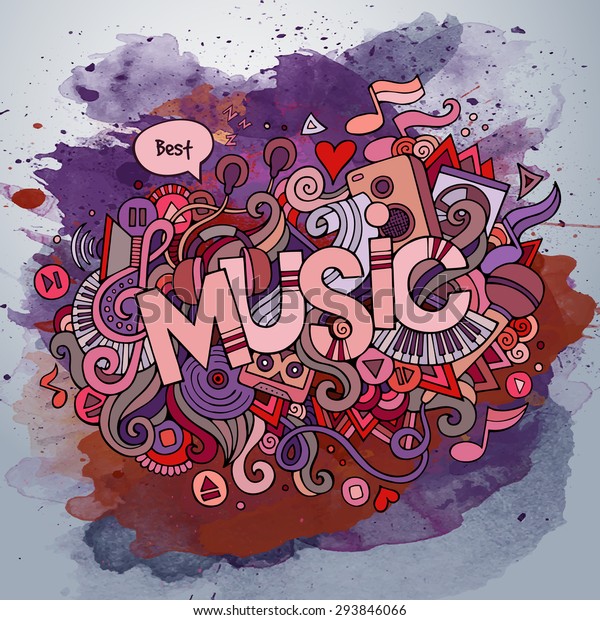 Music Hand Lettering Doodles Elements Symbols: vector de stock (libre ...