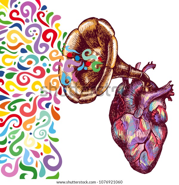 Music Heart Hand Drawn Vector Symbolic Stock Vector (Royalty Free ...