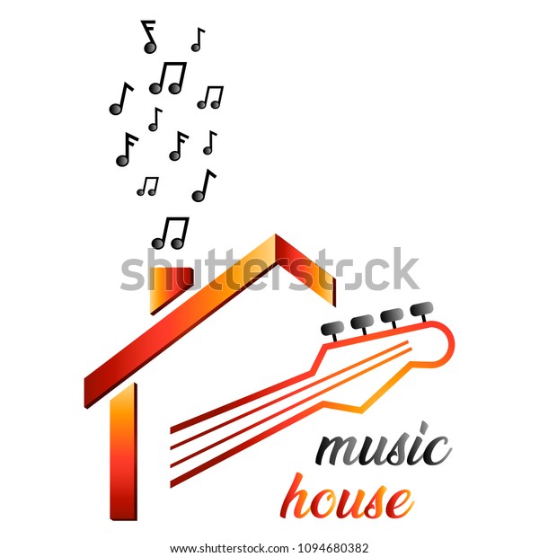 Music House Guitar Notes Stock Vector (Royalty Free) 1094680382