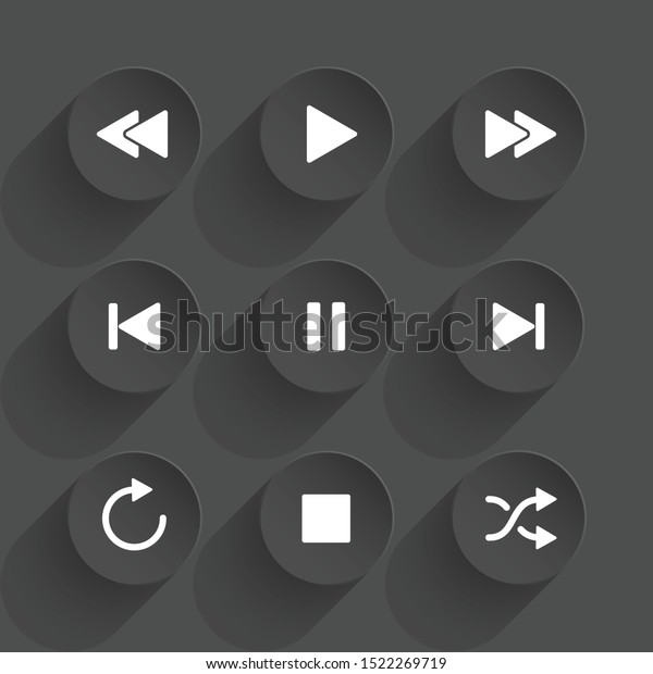 Music Icons Dark Theme Light Symbols Stock Vector (Royalty Free ...