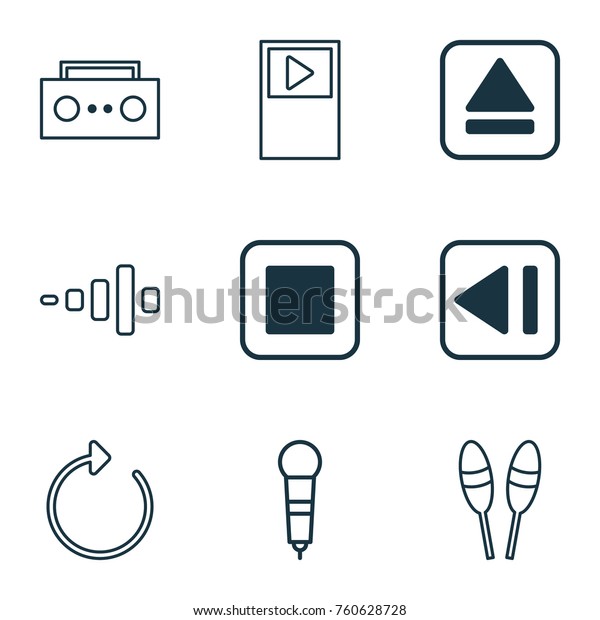 Music Icons Set Stop Button Microphone Stock Vector (Royalty Free ...