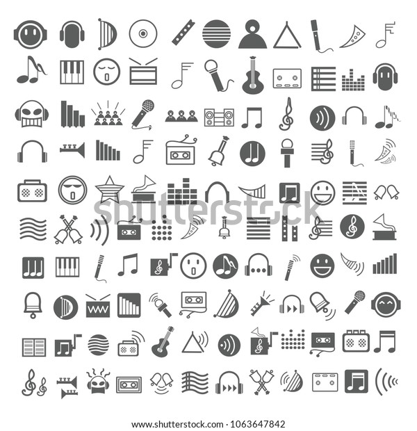 Music Icons White Background Stock Vector (Royalty Free) 1063647842 ...