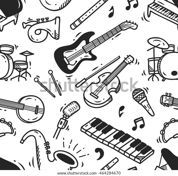 Music Instrument Doodle Background Stock Vector (Royalty Free) 464284670