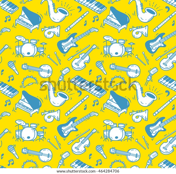 Music Instrument Doodle Background Stock Vector (Royalty Free ...
