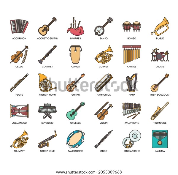 Music Instrument Thin Line Pixel Perfect Stock Vector (Royalty Free ...