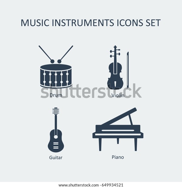 Music Instruments Silhouette Icons Set Vector Stock Vector (Royalty ... Music Instruments Silhouette Icons Set Vector Stock Vector (Royalty ...