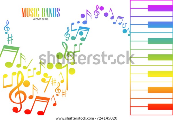 Music Keyboard Colorful Keys Notesvector Stock Vector (Royalty Free ...
