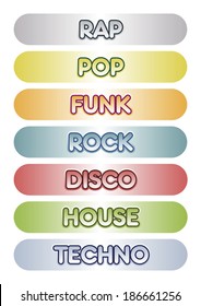 Music Labels On Colored Backgrounds Stock Vector (Royalty Free ...