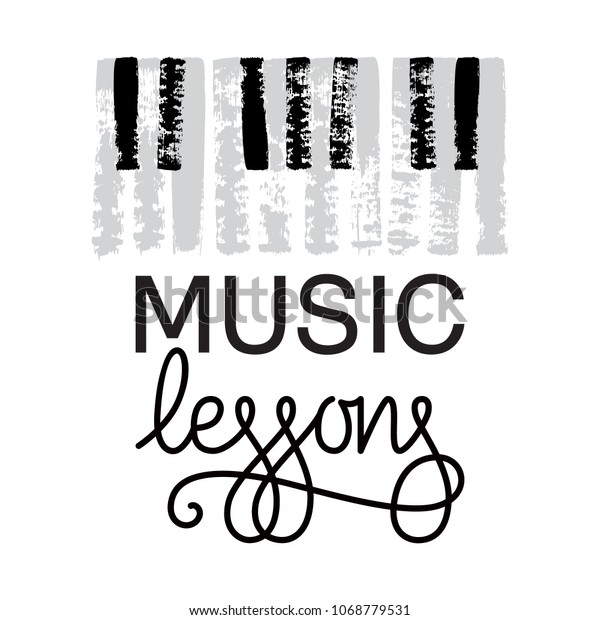 Music Lessons Logo Hand Drawn Piano Stock Vector (Royalty Free ...