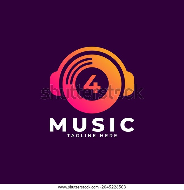Music Logo Icon Number 4 Music Stock Vector (Royalty Free) 2045226503 ...