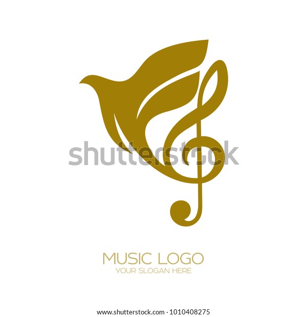 Music Logo Treble Clef Flying Dove Stock Vector (Royalty Free ...