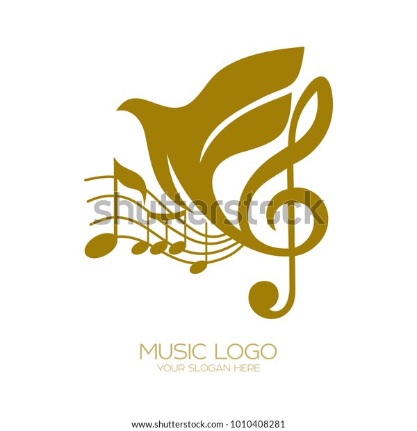Music Logo Treble Clef Flying Dove Stock Vector (Royalty Free) 1010408281