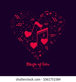 Music Love Heart Notes Vector Illustration Stock Vector (Royalty Free ...
