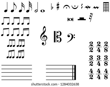 Music Musical Notes Treble Clef Symbols Stock Vector (Royalty Free ...
