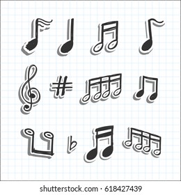 Vector Black Notes Icons Set Stock Vector (Royalty Free) 153349733