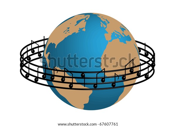 Music Note Around World Stock Vector (Royalty Free) 67607761