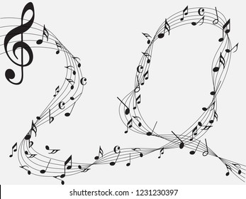 Vektor Stok Music Notes Abstract Musical Background Black (Tanpa ...
