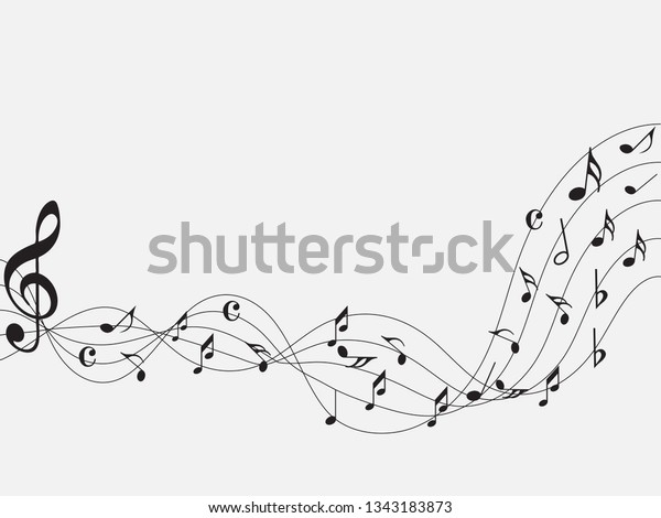 Vektor Stok Music Notes Abstract Musical Background Black (Tanpa ...