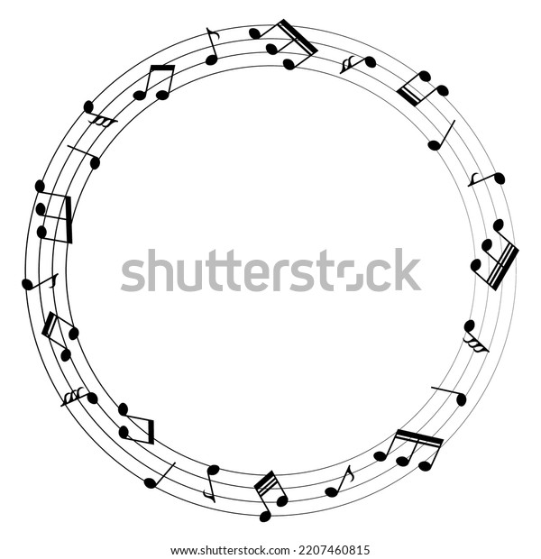 Music Notes Background Round Musical Frame Stock Vector (Royalty Free ...