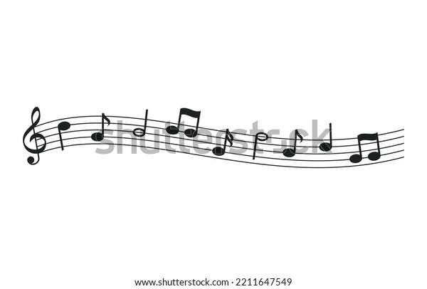 Music Notes Clef Symbol Sound Wave Stock Vector (Royalty Free ...